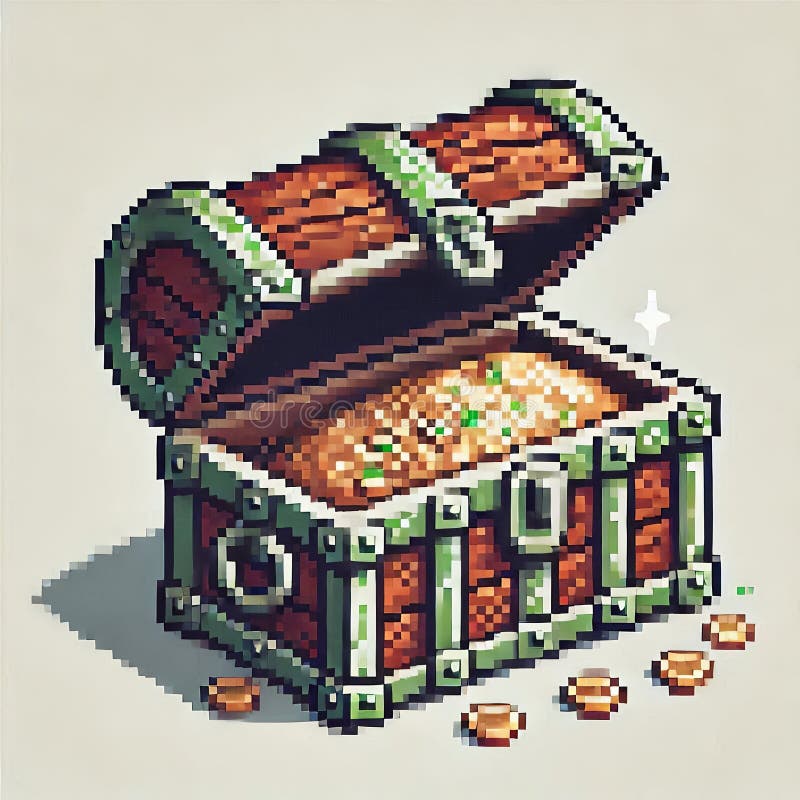 8-bit Open Chest stock illustration. Illustration of pixel - 360229066