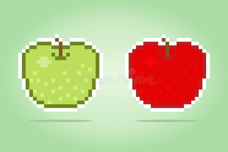 8 Bit Pixel Art Apple. Fruit Pixels in Vector Illustration Stock Vector ...