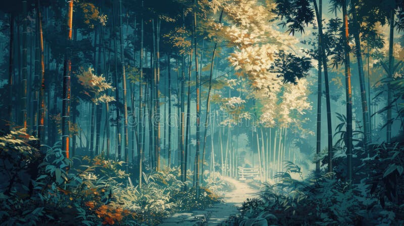 2-bit Pixel Art, Edge of a Bamboo Forest, in the Style of a 16-bit ...