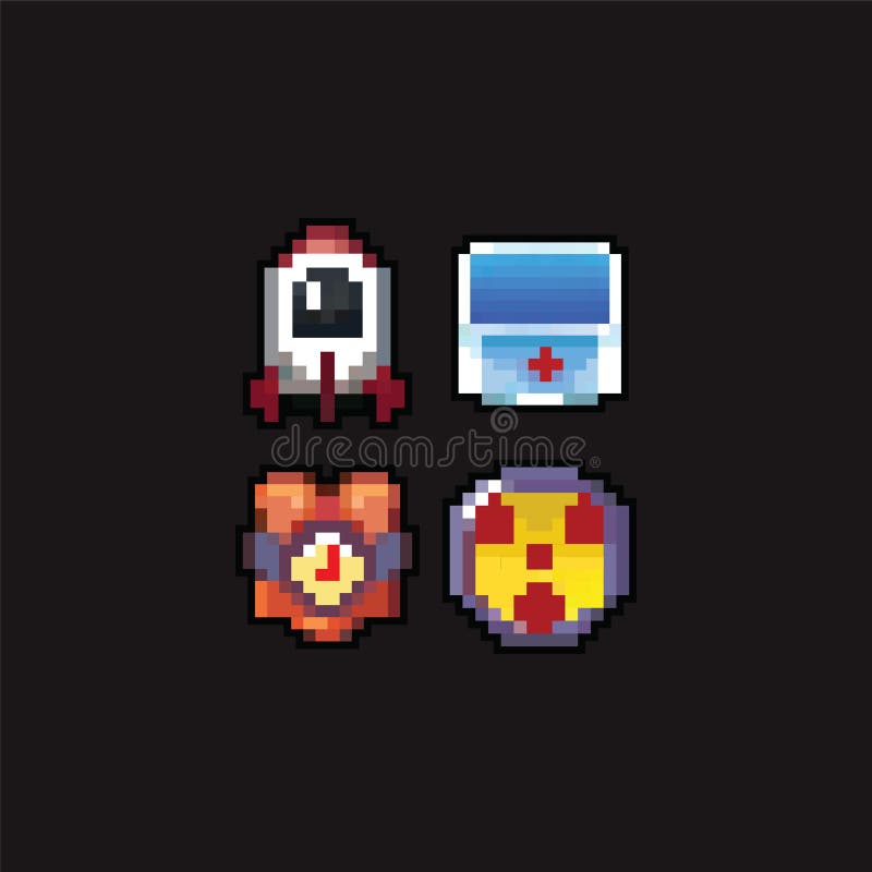 8 bit pixel art icons stock vector. Illustration of icon - 122536614