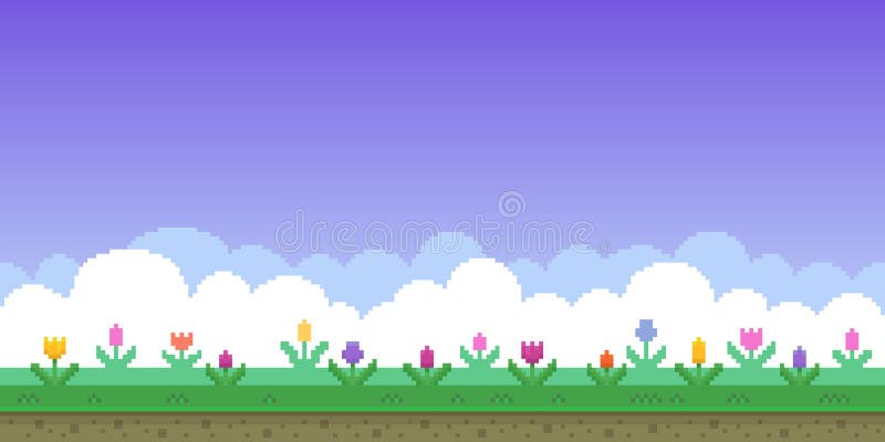 8bit Pixel Art Illustration of Field of Tulips Stock Vector ...