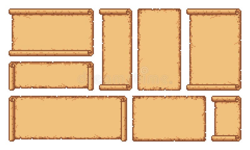 8 Bit Pixel Art Medieval Paper Scroll, Parchment Stock Vector ...