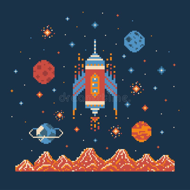 8 Bit Rocket Ship Stock Illustrations – 88 8 Bit Rocket Ship Stock ...