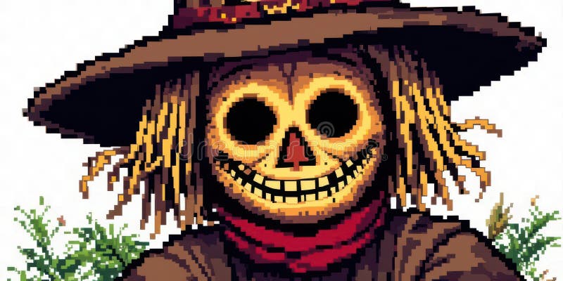 Retro Pixel Scarecrow 8 Bit Video Game Style Illustration Stock ...