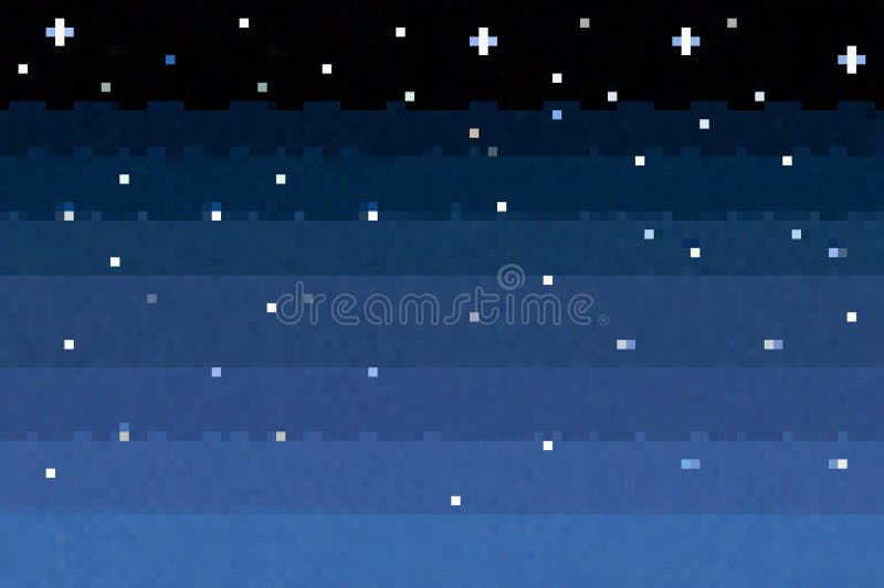8-bit Pixel Art Sky at Night Blue Shiny Stars Stock Photo - Image of ...