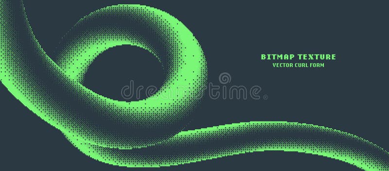 8 Bit Pixel Art Style Bitmap Texture Curl Form Vector Green Abstract ...