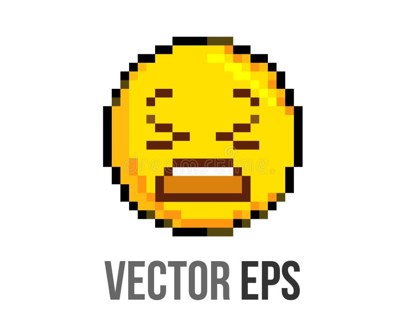8 Bit Pixel Art Yellow Disappointed, Upset Face and Closing Eyes Icon ...