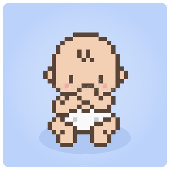 Baby is Sitting in 8 Bit Pixel Art. Cute Baby Vector Stock Vector ...