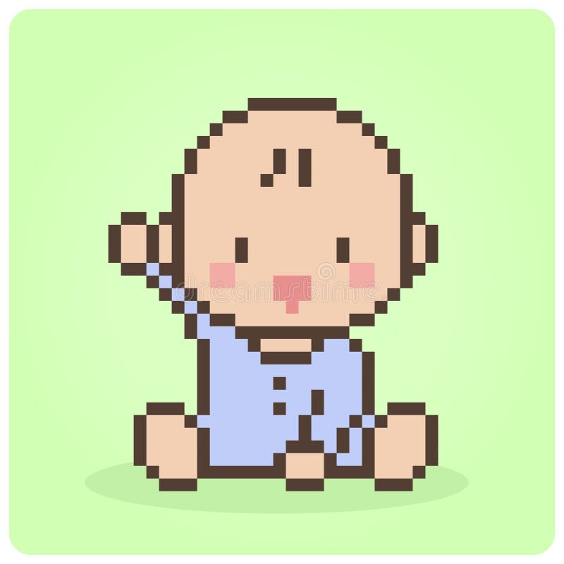 Baby is Sitting in 8 Bit Pixel Art. Cute Baby Vector Stock Vector ...