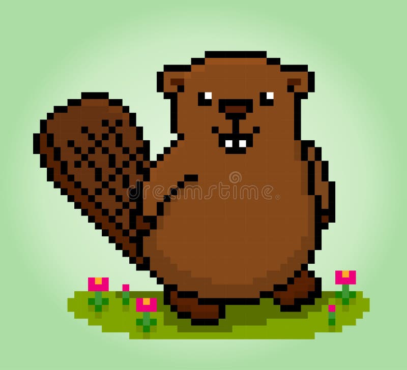 8-bit Pixel Beaver. Animal in Vector Stock Vector - Illustration of ...