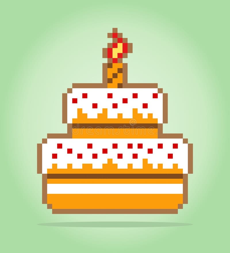 8 Bit Pixel Birthday Cake. Food Item in Vector Stock Vector ...