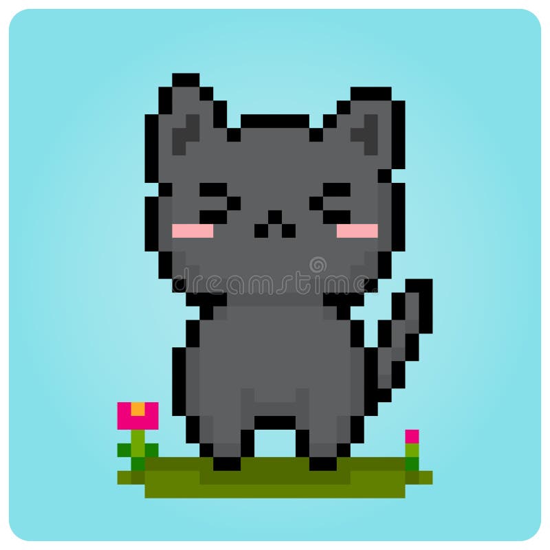 8 Bit Pixel Black Grey. Animals for Game Assets in Vector Stock Vector ...