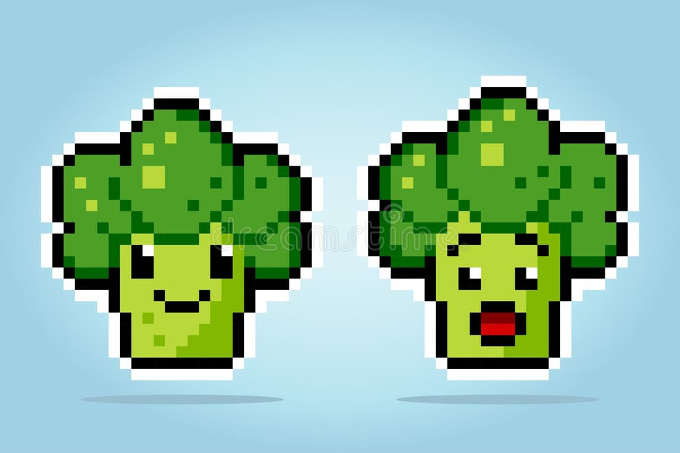 8 Bit Pixel Broccoli Characters. Vegetable in Vector Stock Vector ...