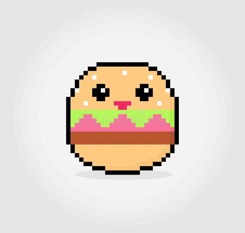 8-bit Pixel Burger Kawaii in Vector Illustration Stock Vector ...