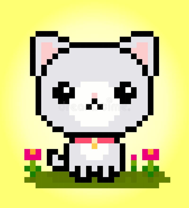 8 Bit Pixel Cat on Garden. Animals in Vector Stock Vector ...