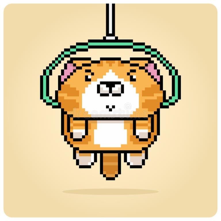 8 Bit Pixel, Cat is Hanging. Animals in Vector Stock Vector ...
