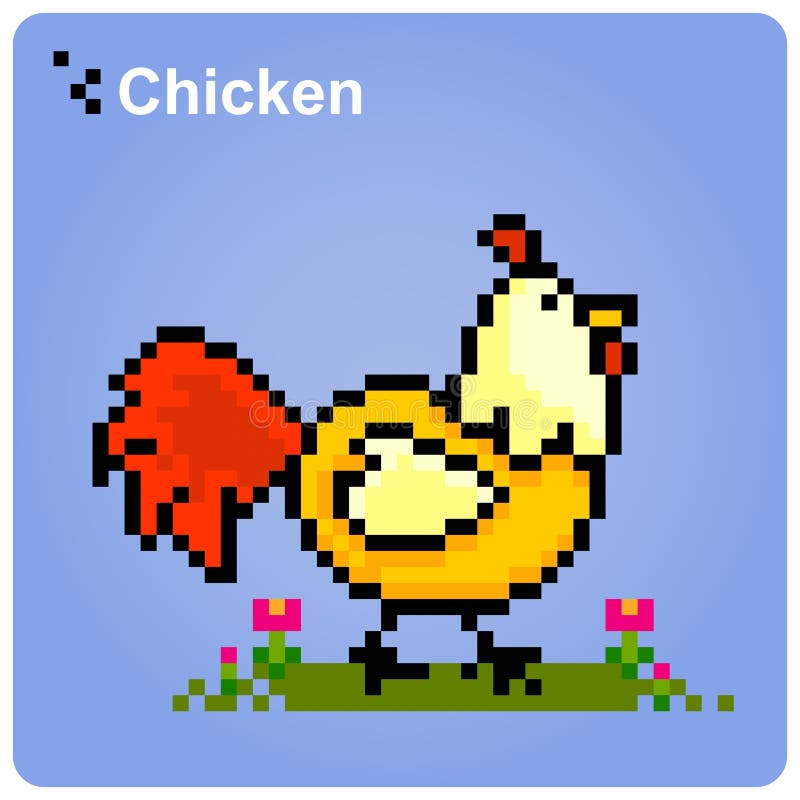 8-bit Pixel Chicken. Cute Animal for Game Assets Stock Vector ...