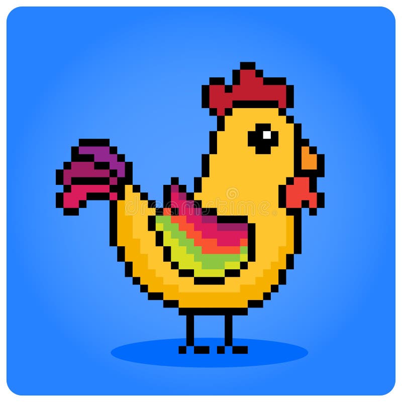 8 -bit Pixel Colorful Chicken. Animals for Cross Stitch in Vector Stock ...