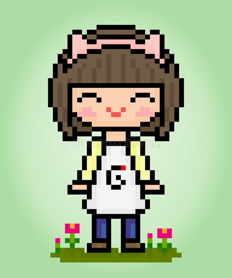 8 Bit Pixel of the Cute Girl. Cartoon Women in Vector Stock Vector ...