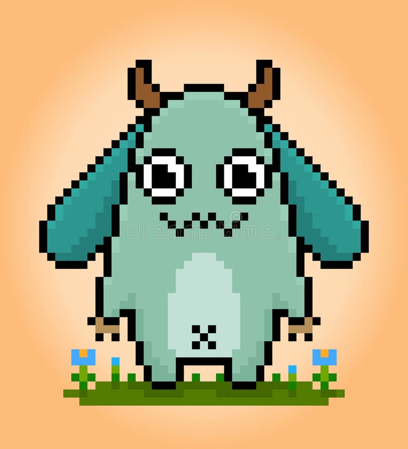 8-bit Pixel a Cute Green Monster Stock Vector - Illustration of cute ...