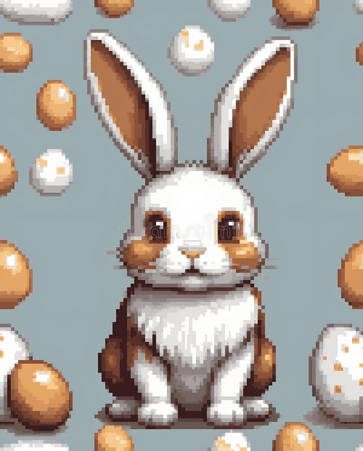8-bit Pixel Easter Bunny. Animals for Game Resources Illustration with ...