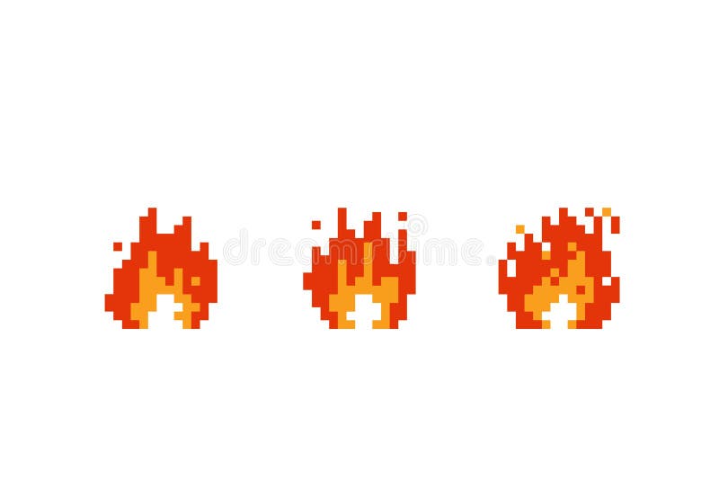 Pixel Fire. Bonfire or Flame. 8-bit. Explosion or Fire Concept. Video ...