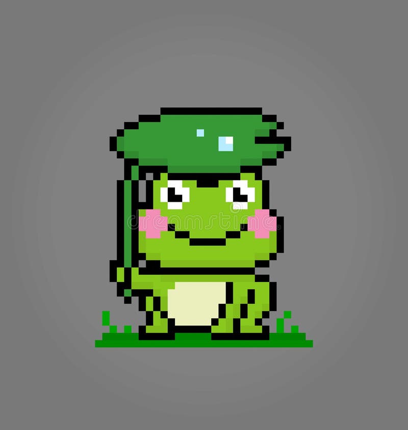 8 Bit Pixel Frog Holding Leaf. Animals in Vector Stock Vector ...