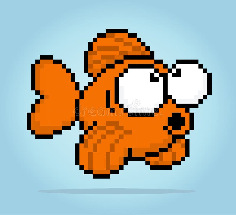 8 Bit Pixel Golden Fish. Animal in Vector Stock Vector - Illustration ...