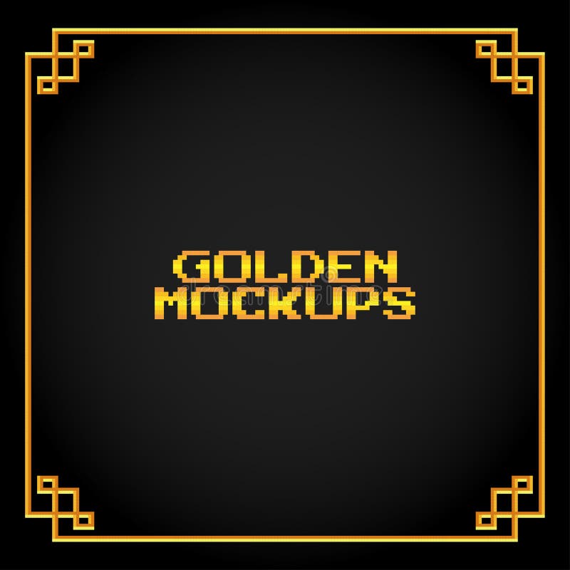 8 Bit Pixel Golden Frame. Border Text Gold in Vector Stock Vector ...