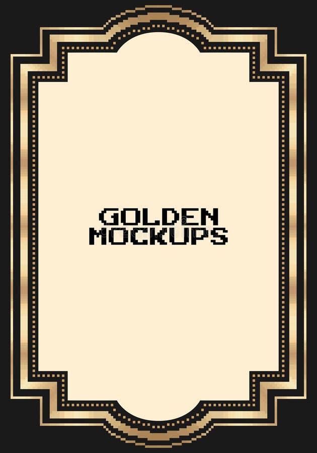 8 Bit Pixel Golden Frame. Border Text Gold in Vector Stock Vector ...