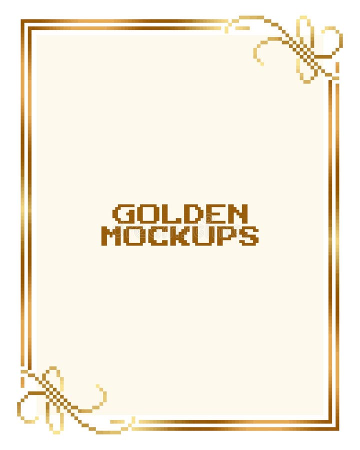 8 Bit Pixel Golden Frame. Border Text Gold in Vector Stock Vector ...