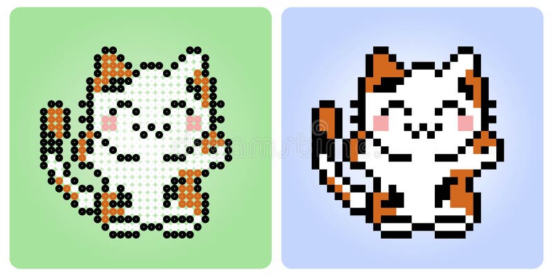 8 Bit Pixel, Happy Cat. Animals in Vector Illustrations Stock Vector ...
