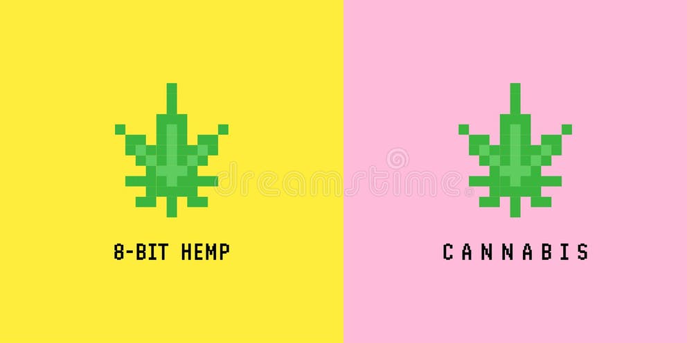 8 Bit Pixel Hemp Cannabis Leaf Illustration Stock Vector - Illustration ...