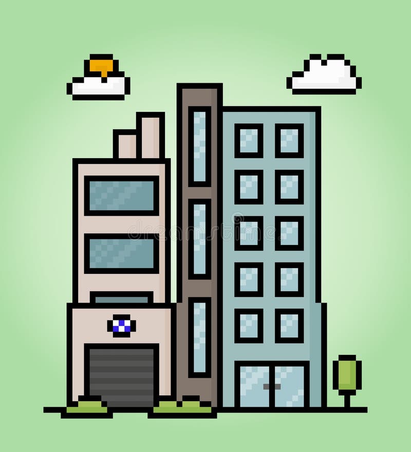 8 Bit Pixel Icon High Building in Vector for Game Assets and Web Icons ...