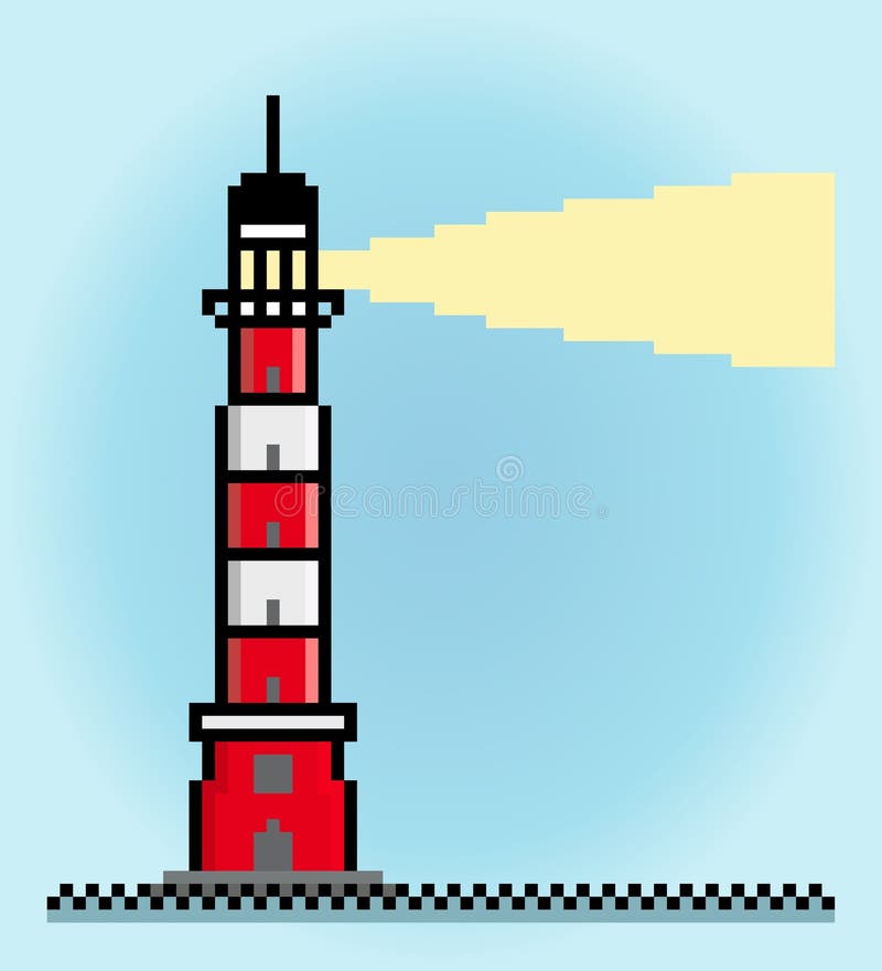 8 Bit Pixel Lighthouse, in Vertical View. for Game in Vector Stock ...