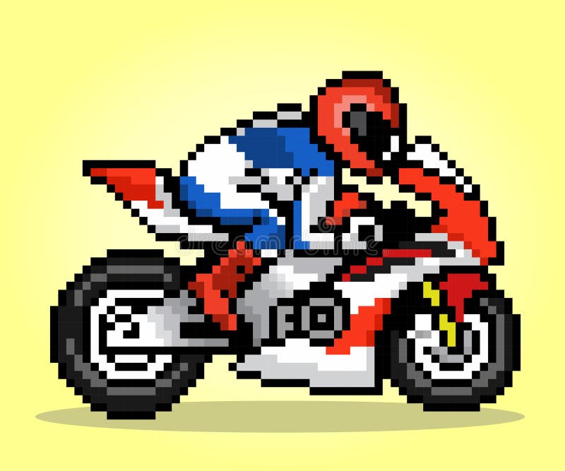 8 -Bit Pixel the Man Riding Motorcycle Stock Vector - Illustration of ...