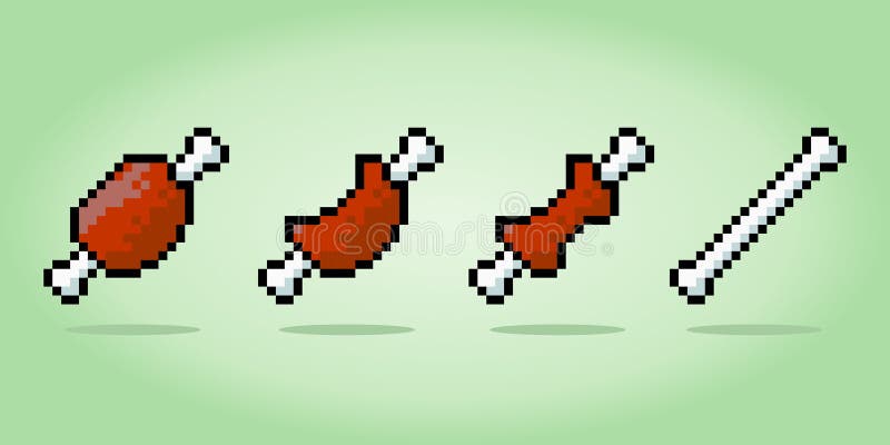 8 Bit Pixel of a Meat Full until Empty. Food Item in Vector Stock ...