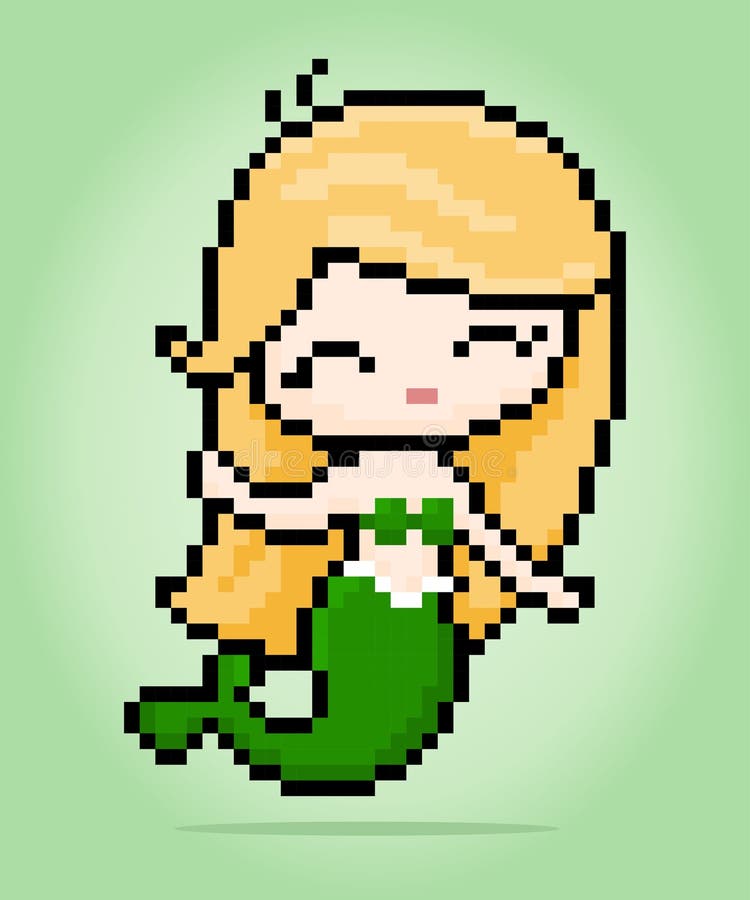 Pixel Art Mermaid with Blonde Hair. Vector Illustration Stock Vector ...