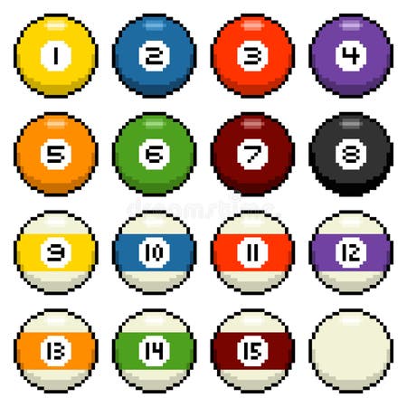 8-bit pixel pool balls stock vector. Illustration of black - 33225352