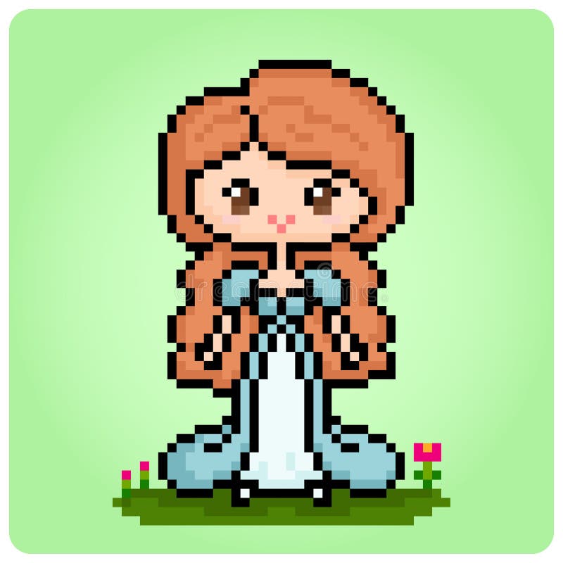 Princess Wearing Long Dress in 8 Bit Pixel Art for Game Assets and ...