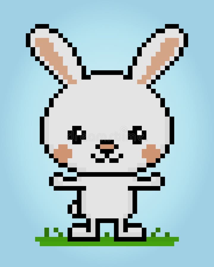 Pixel rabbit image 8 bit stock illustration. Illustration of interface ...