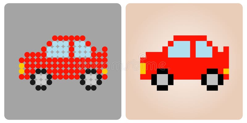 8 Bit Pixel Red Car. Vector Illustration of a Car, for Beads Pattern ...