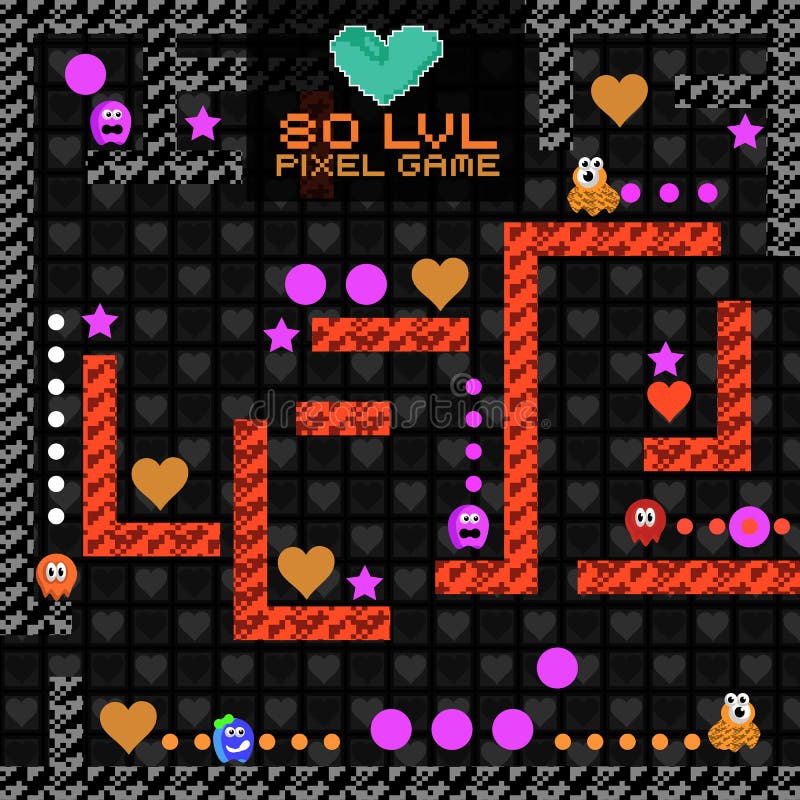 8-Bit Pixel Retro Arcade Game. Stock Illustration - Illustration of ...