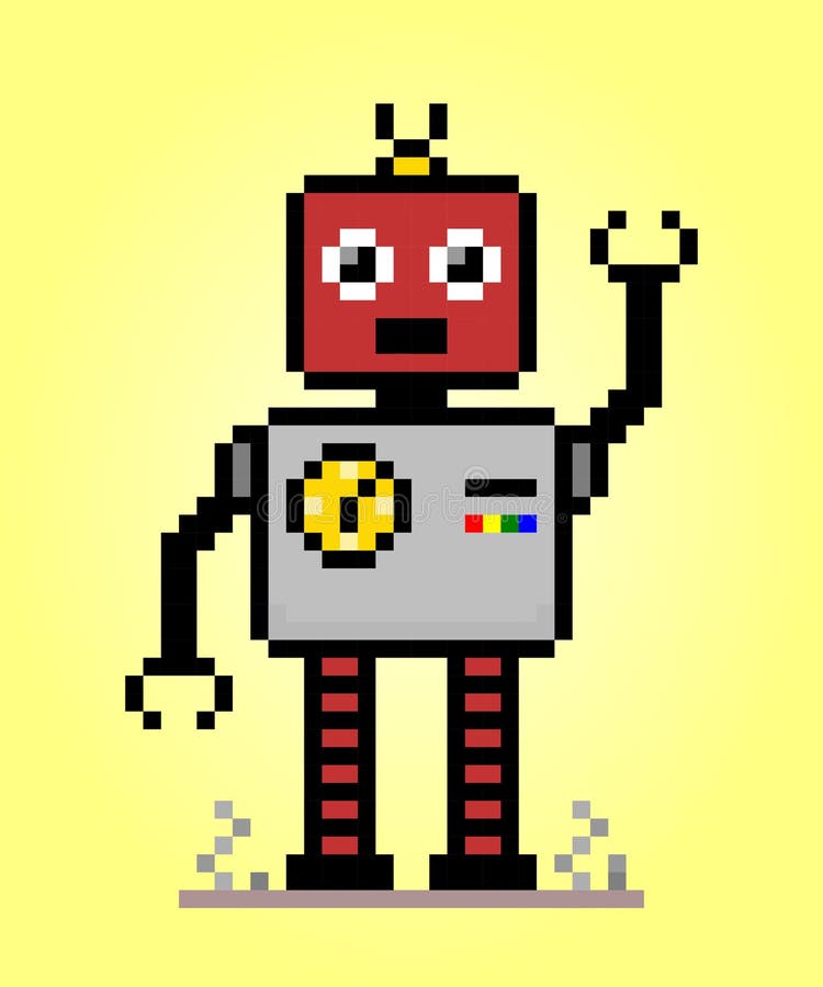 8 Bit Pixel Robot in Vector Stock Vector - Illustration of mechanical ...