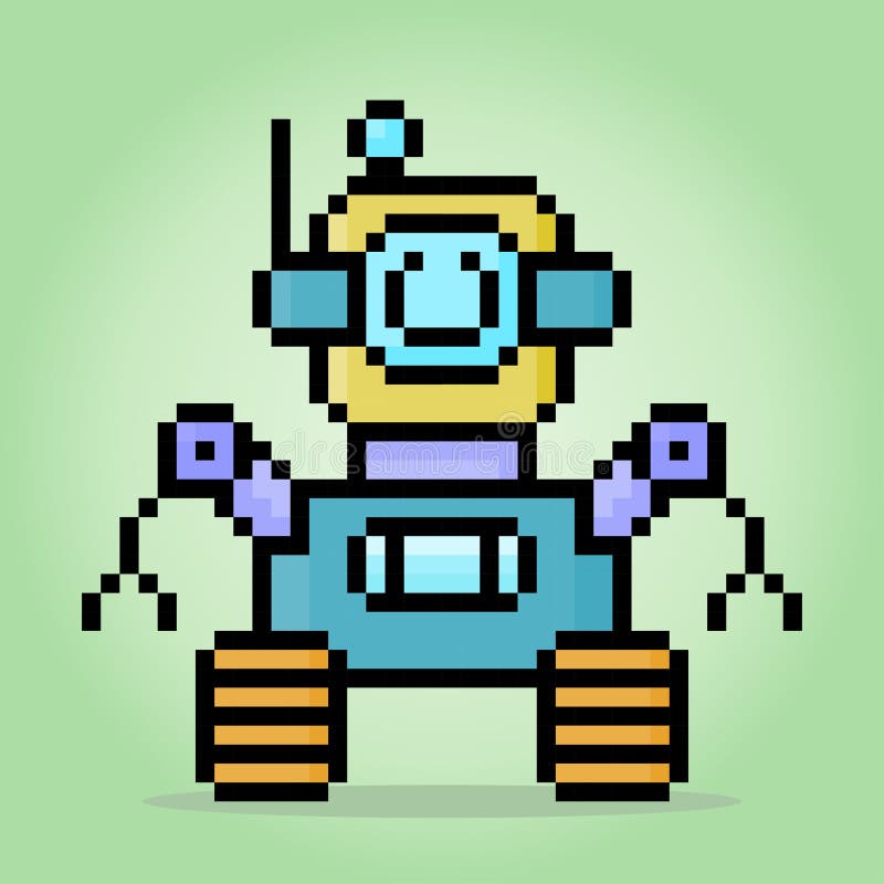 8 Bit Pixel Robot in Vector Stock Vector - Illustration of ...