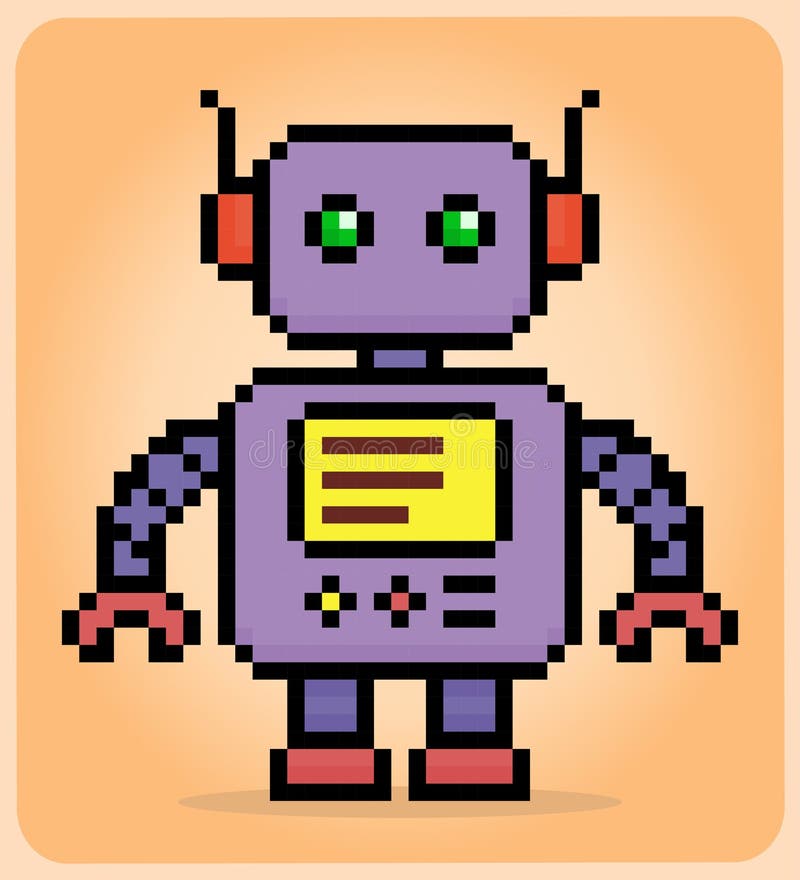 8 Bit Pixel Robot in Vector Stock Vector - Illustration of logo, design ...