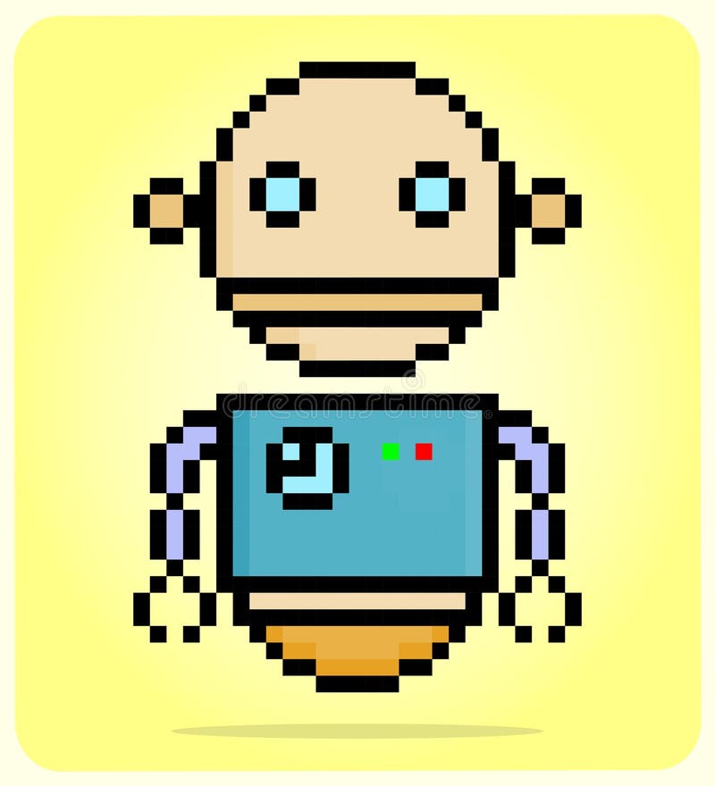 8 Bit Pixel Robot in Vector Stock Vector - Illustration of ...