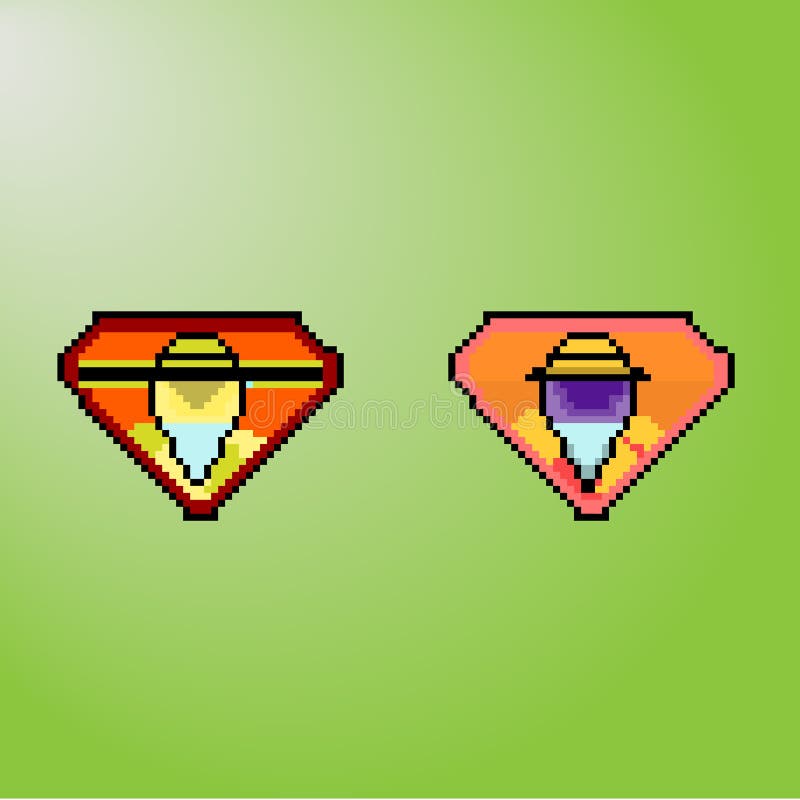 8 Bit Pixel Ruby Gemstones and Pixel Diamonds for Game Assets Stock ...