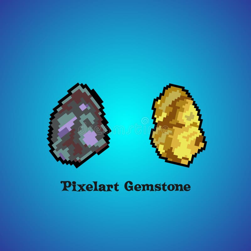 8 Bit Pixel Ruby Gemstones and Pixel Diamonds for Game Assets Stock ...