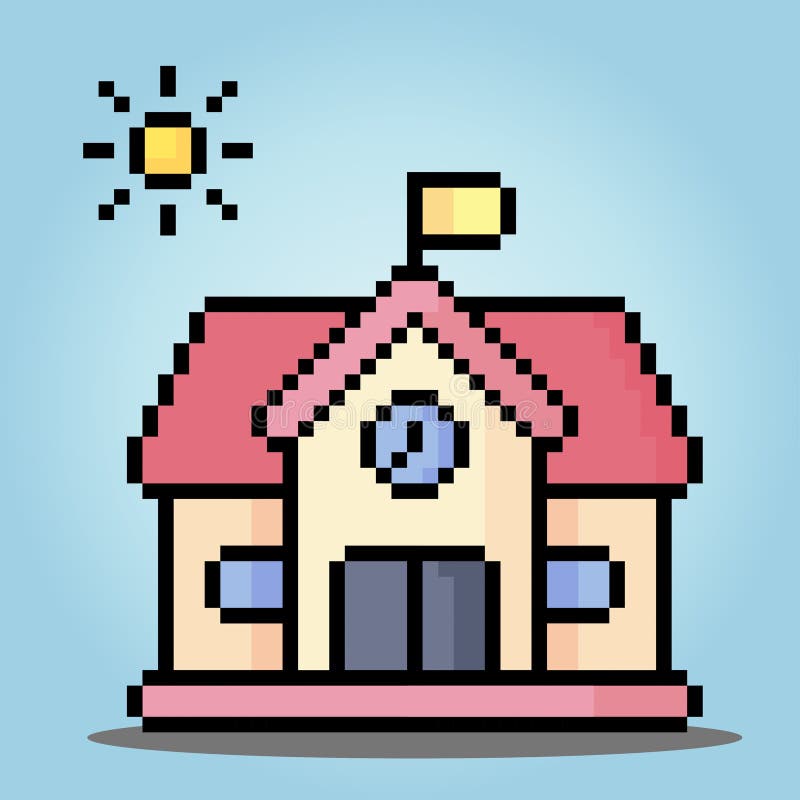 8 Bit Pixel of School Building Icon in Vector Stock Vector ...